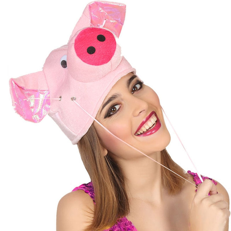 Cappello a forma di maiale rosa | Accessori per Carnevale