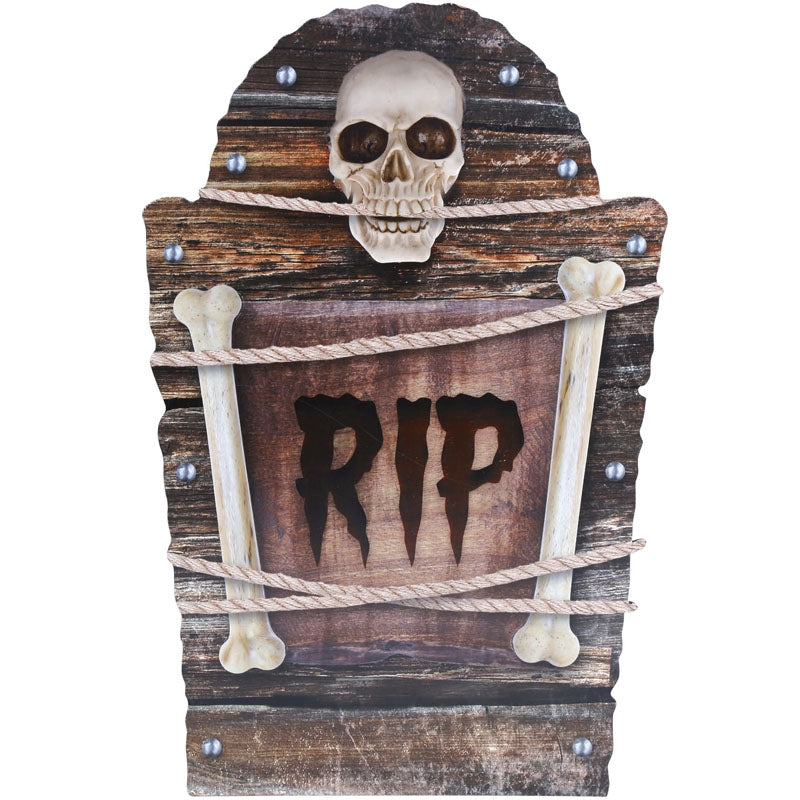 Scoprite Lapide RIP in plastica 56 cm per Halloween [SPEDIZIONE RAPIDA]
