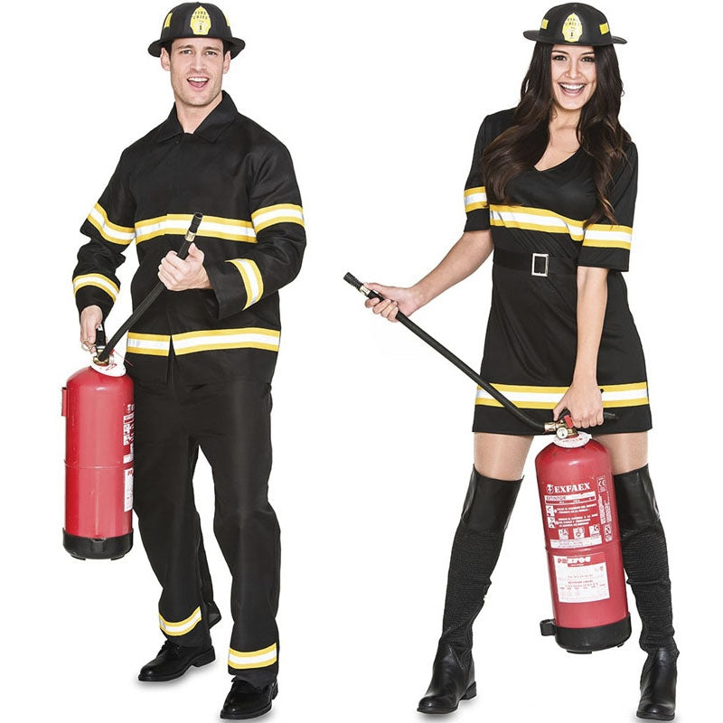 Vestiti di Carnevale di coppia Pompieri in uniforme nera online