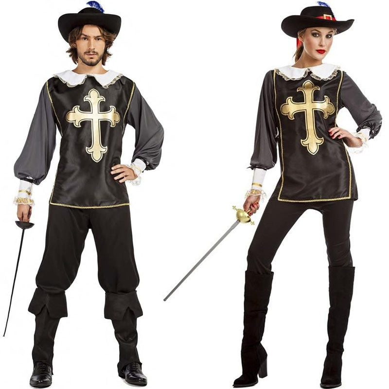 Vestiti di Carnevale di coppia Moschettieri neri online